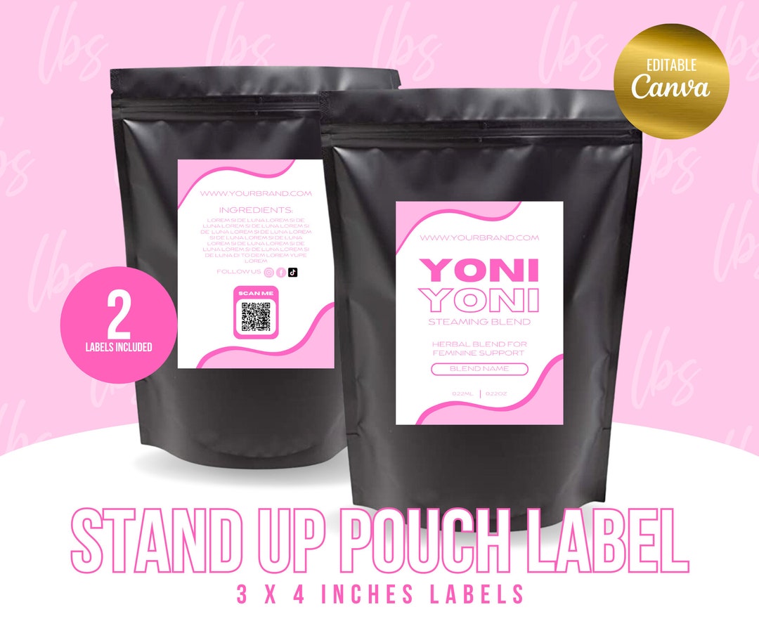 Stand up Pouch Label, Yoni Label, Tea Label, Product Packaging Label ...