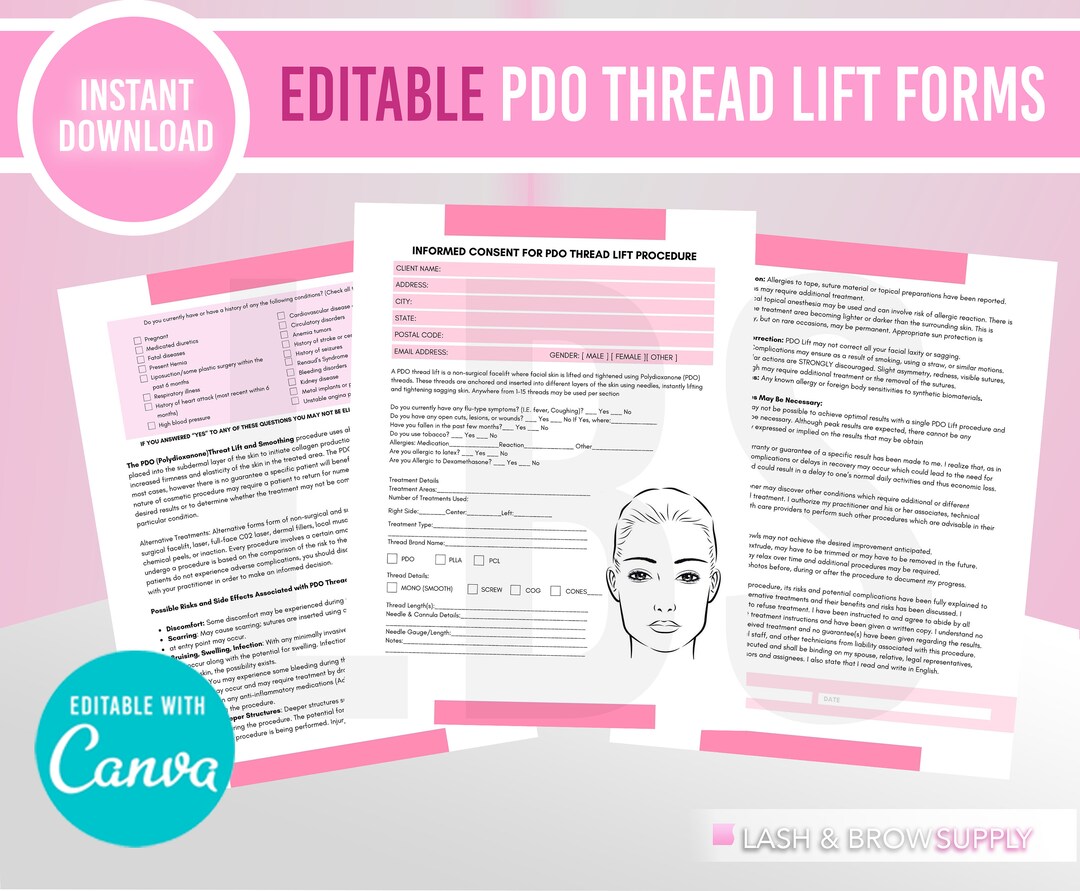 PDO Thread Lift Forms, Pdo Thread Lift Consent Forms, Dermal Fillers ...