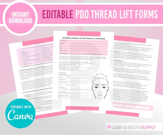 PDO Thread Lift Forms Pdo Thread Lift Consent Forms Dermal - Etsy