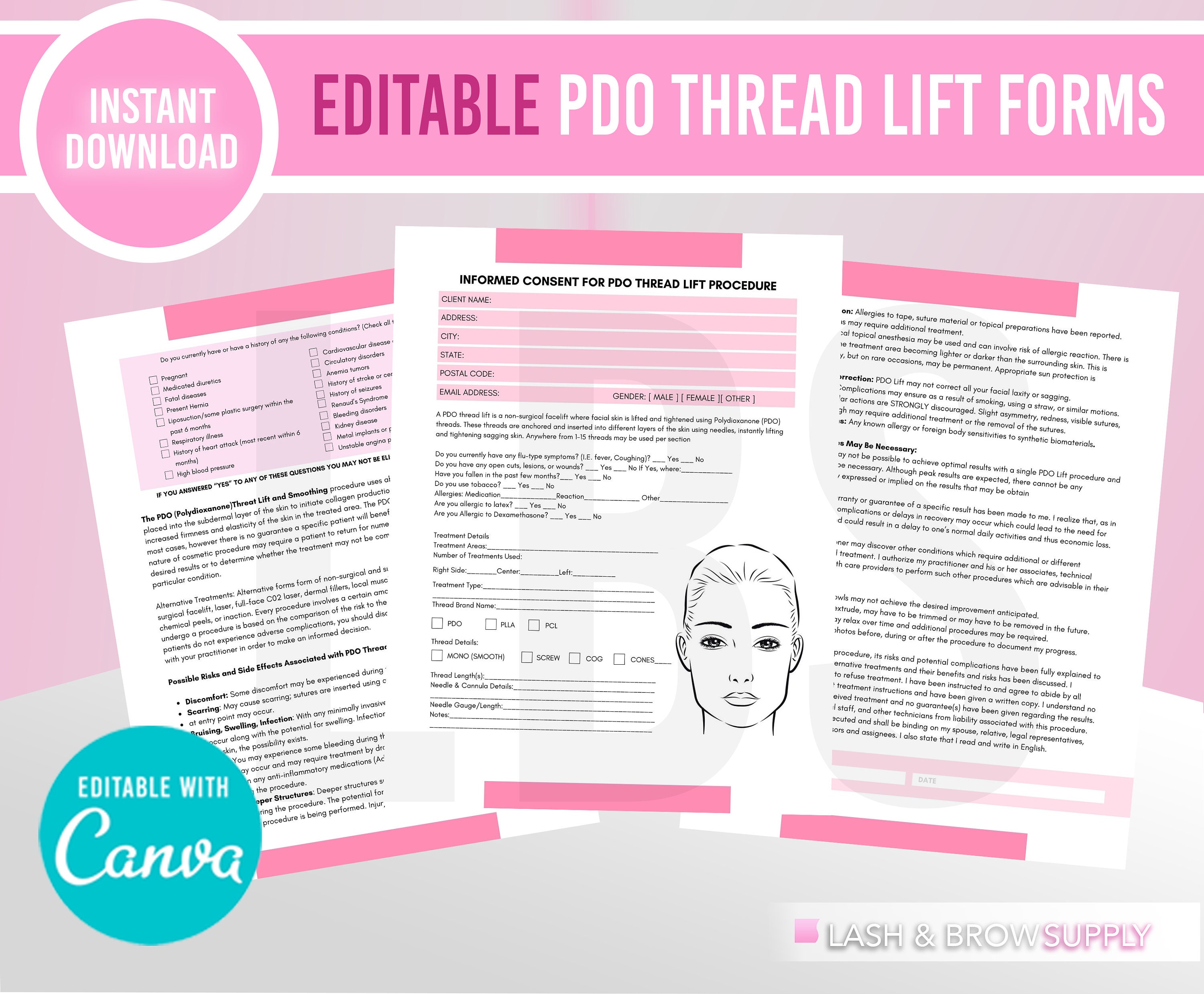 PDO Thread Lift Forms, Pdo Thread Lift Consent Forms, Dermal Fillers ...