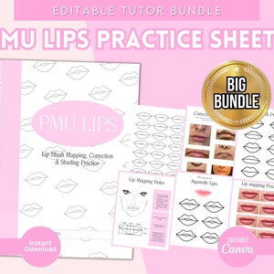 Editable Lip Blush Practice, Lip Mapping Training, PMU Lip Practice ...