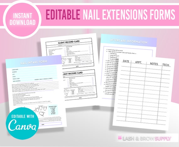 Editable Acrylic Nails Forms Nail Enhancement Forms Nails | Etsy