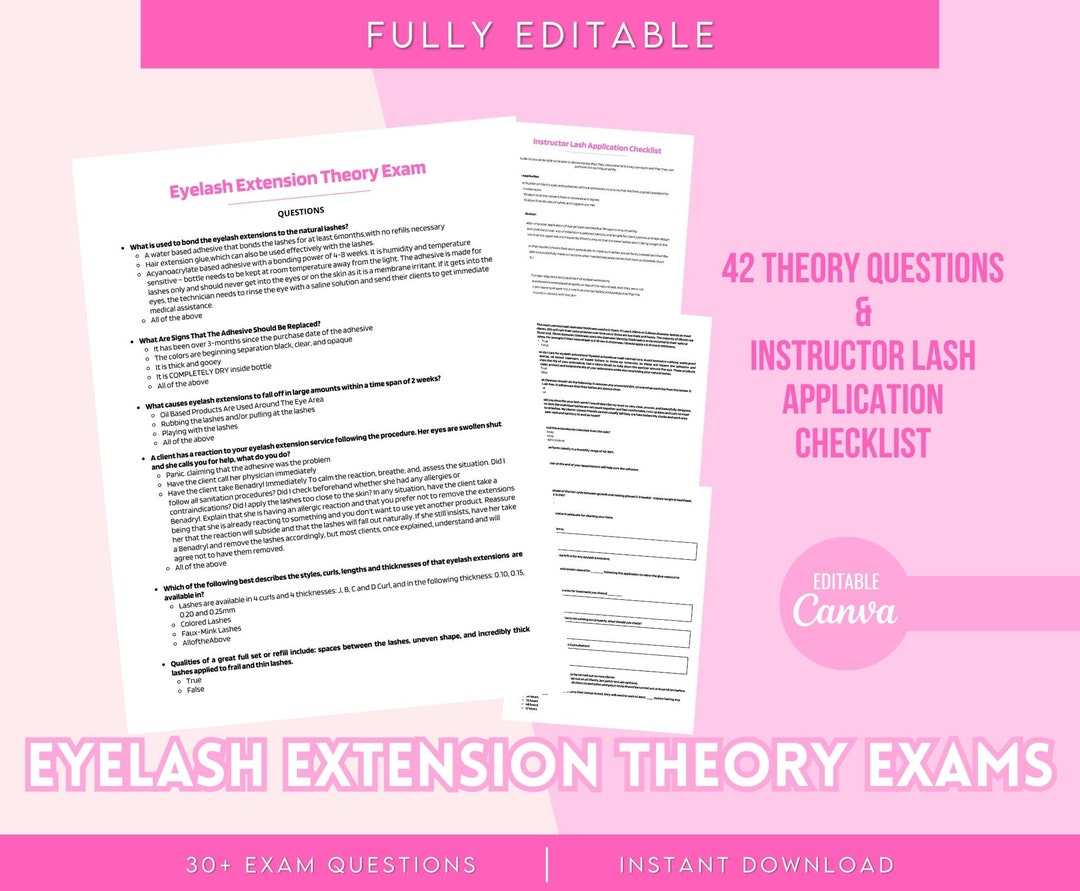 Eyelash Extensions Student Exam for Certification, Theory Exam, Lash ...
