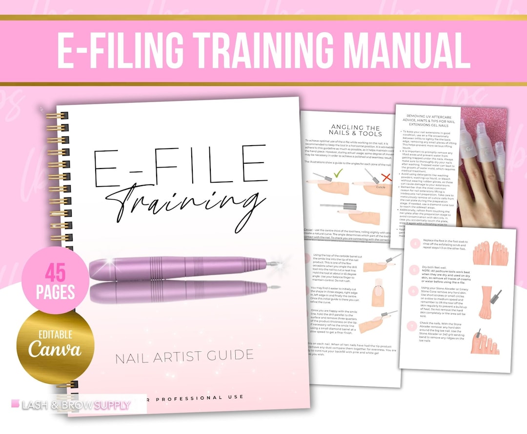 E File Training Manual, E-file Nail Guide, E Filing Nail Course, E-file ...
