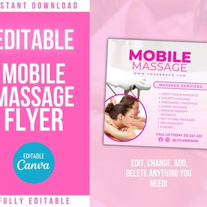 Mobile Massage Flyer, Mobile Massage Services, Masseuse Therapist ...