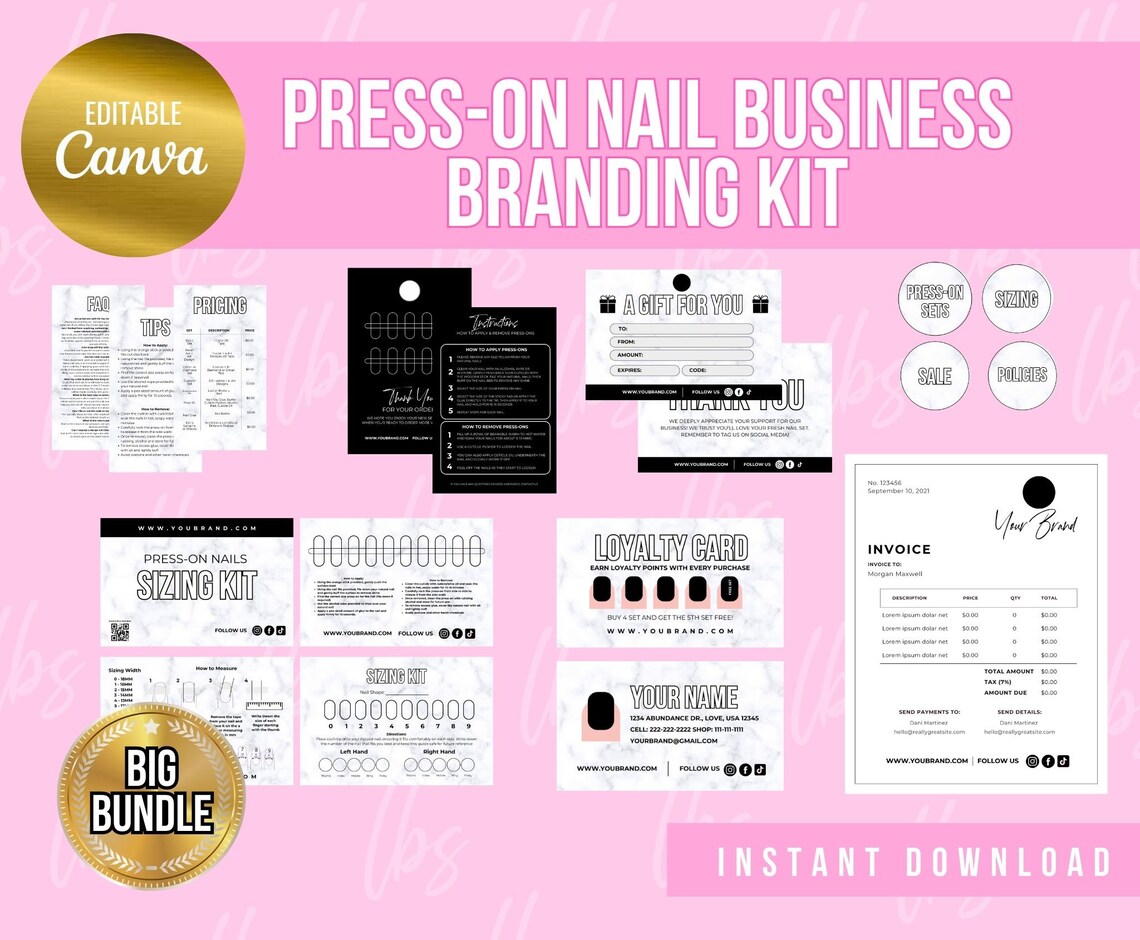 Press on Nail Branding Kit, Nail Thank You Card, IG Stories, Press-on ...