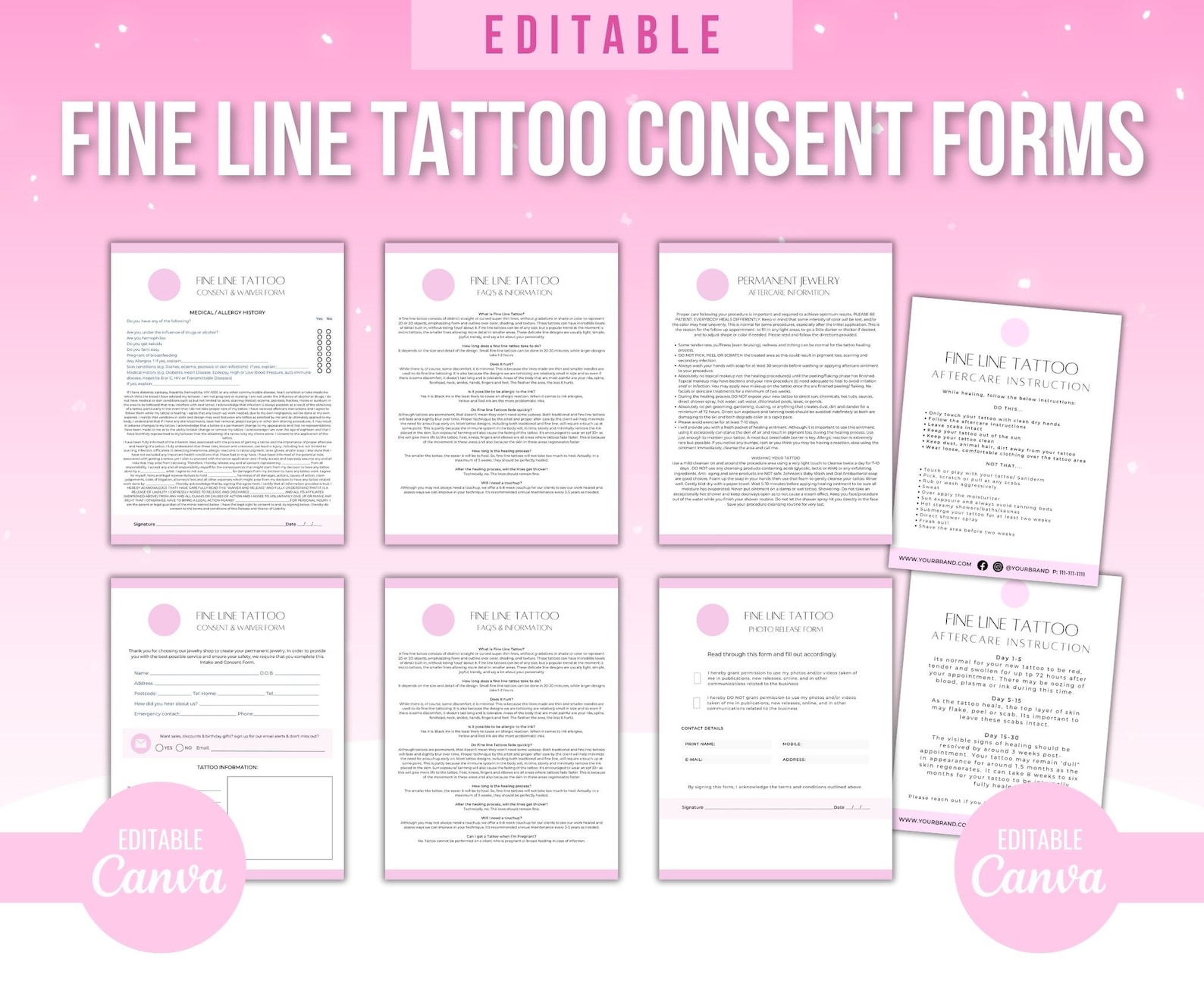 Fine Line Tattoo Consent Forms, Tattoo Consent Forms, Tattoo Form ...
