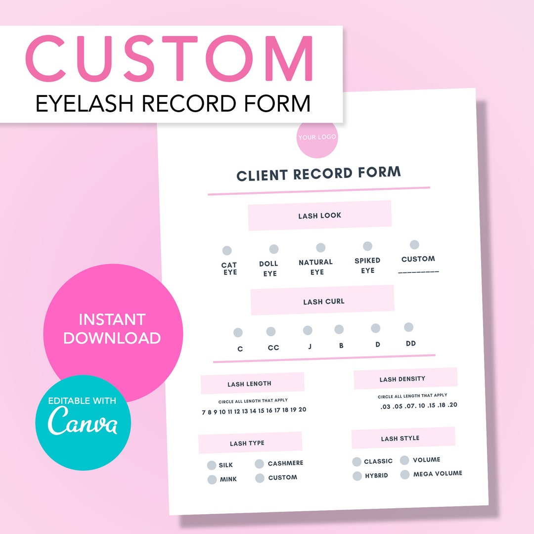 DIY, Eyelash Extensions Client Record Form, Lash Form, Client Form ...