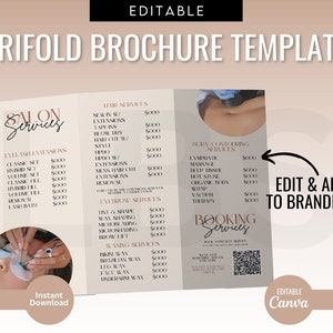 Trifold Brochure Template, Beauty Salon Leaflet, Tri-fold Day Spa Price ...