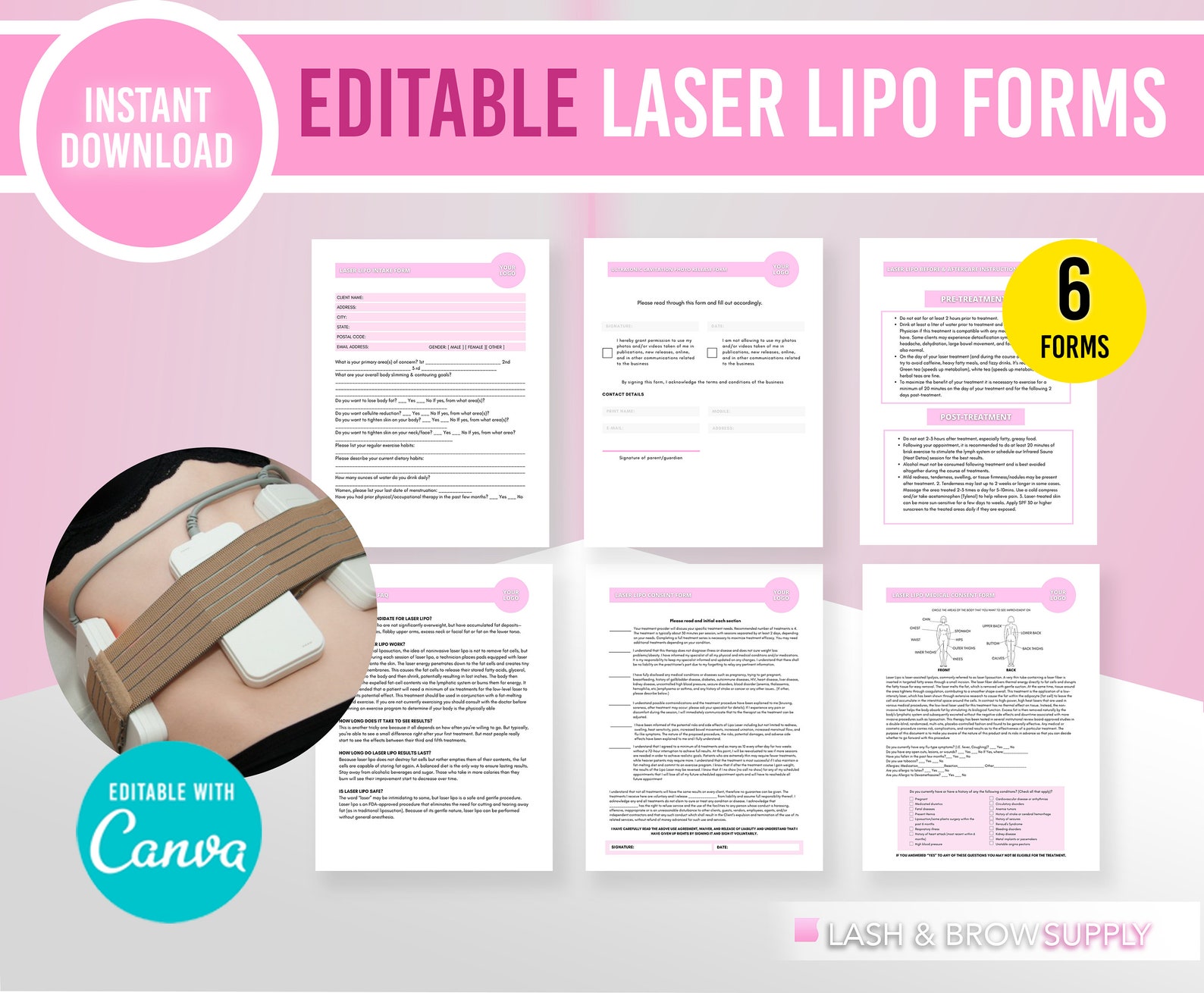 Lipo Laser Forms Editable Intake Body Contouring Intake | Etsy