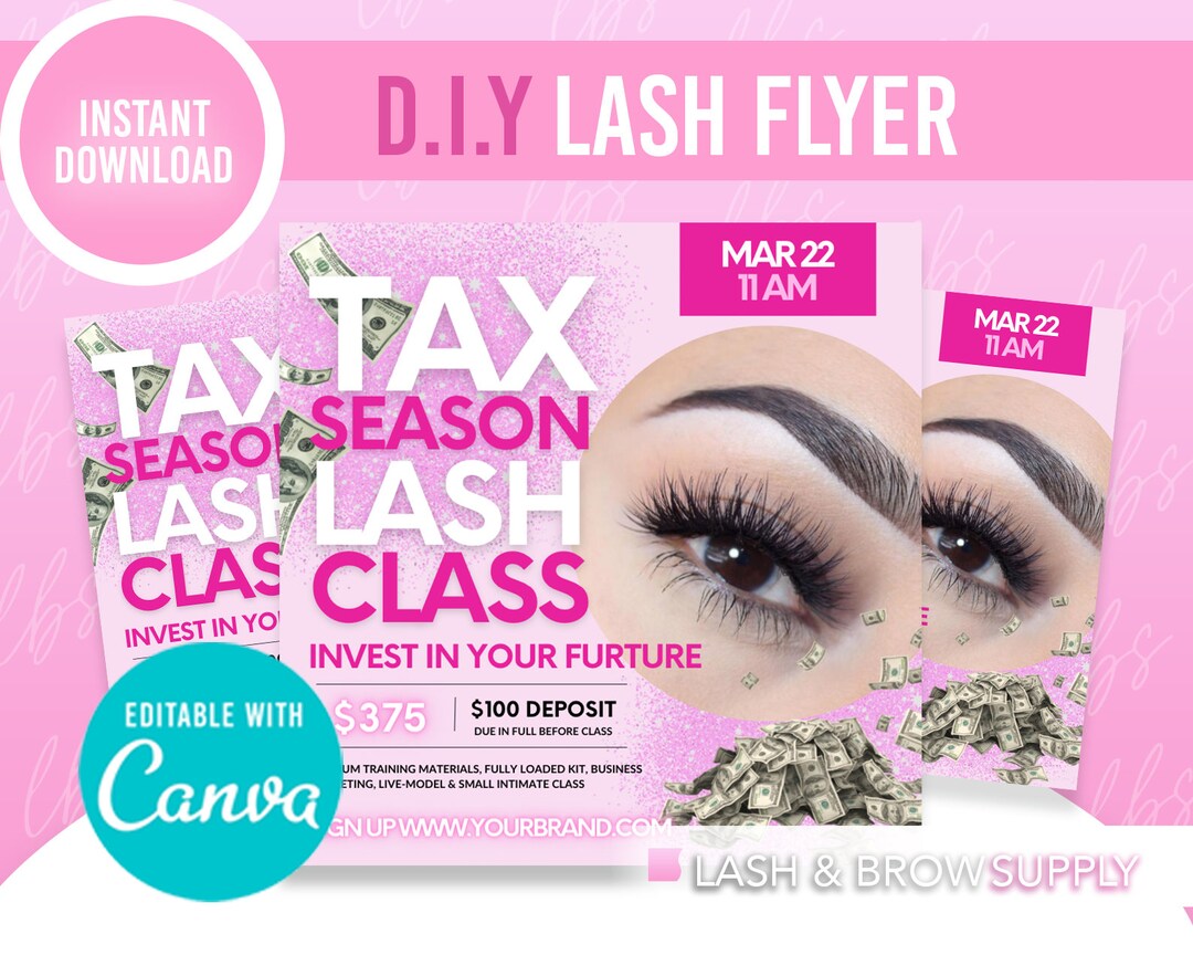 DIY Editable Eyelash Extension Class Flyer, Eyelash Tech, Educator ...