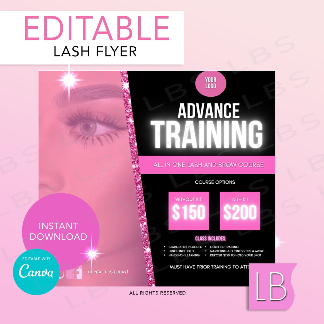 DIY Editable Eyelash Extension Class Flyer, Instant Download, Eyelash ...