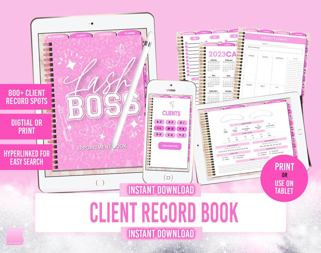Digital Eyelash Client Record Book, Client Record Book, Lash Tech ...