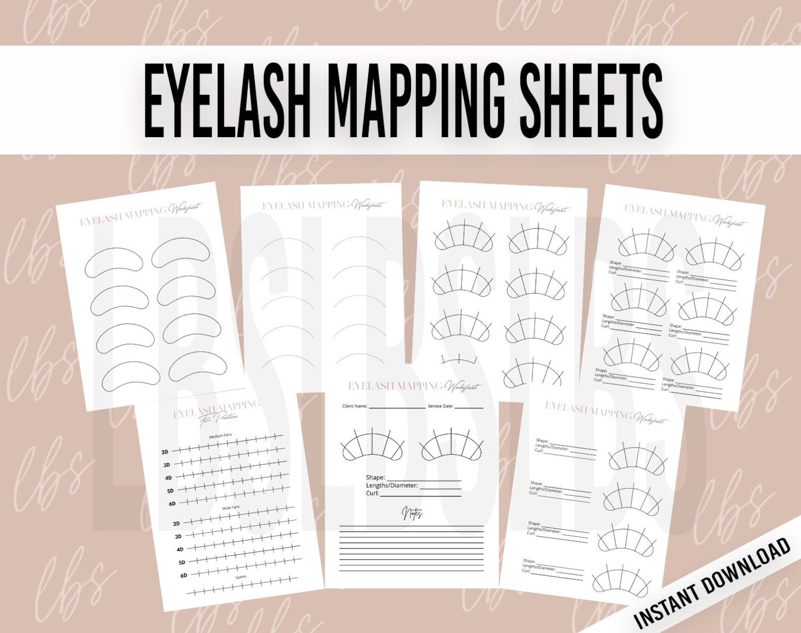 Lash Map Practice Sheets, Eyelash Mapping Sheets, Eyelash Styling, Lash ...