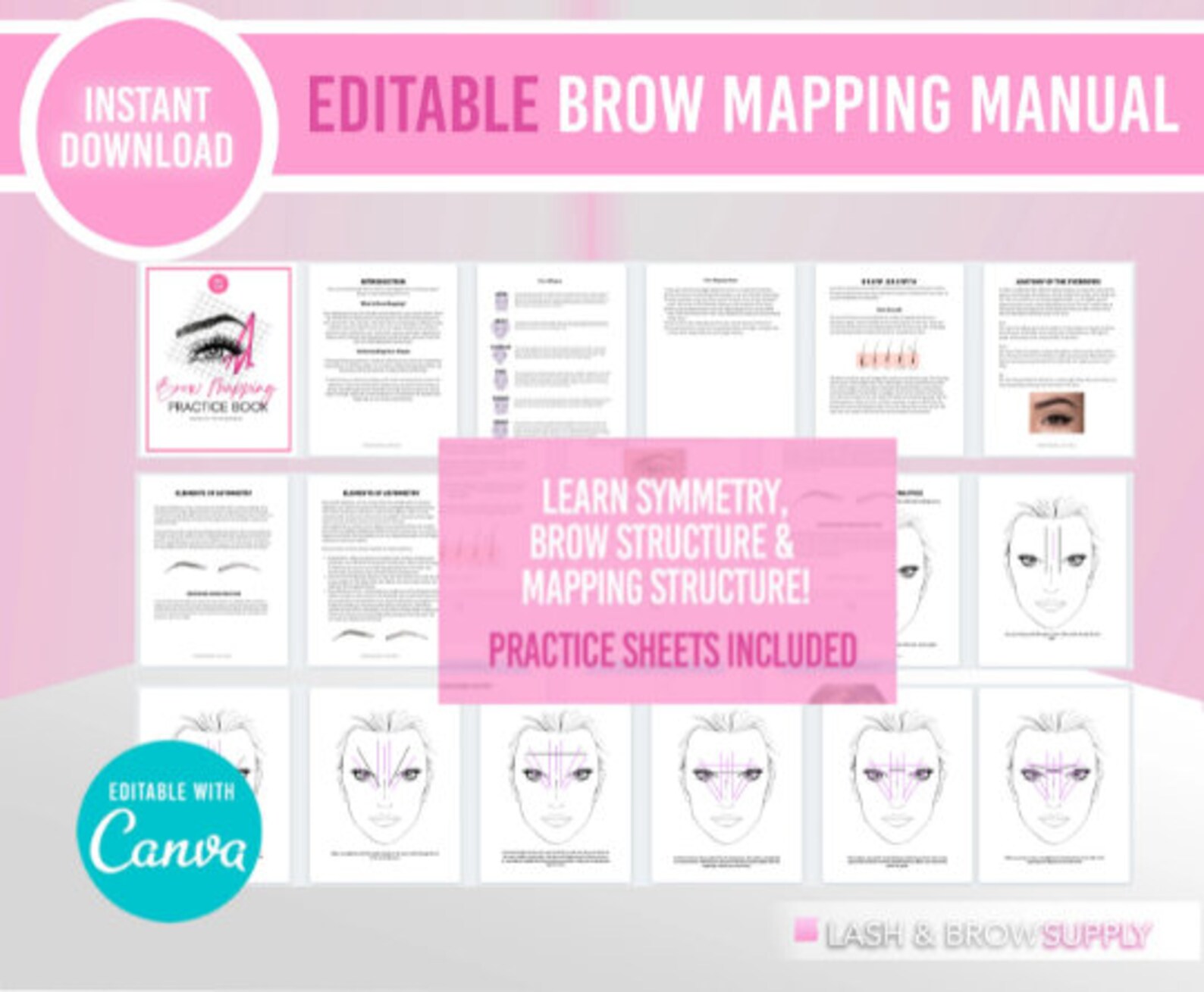 Editable Brow Mapping, Mapping Practice, Microblading Practice, PMU ...