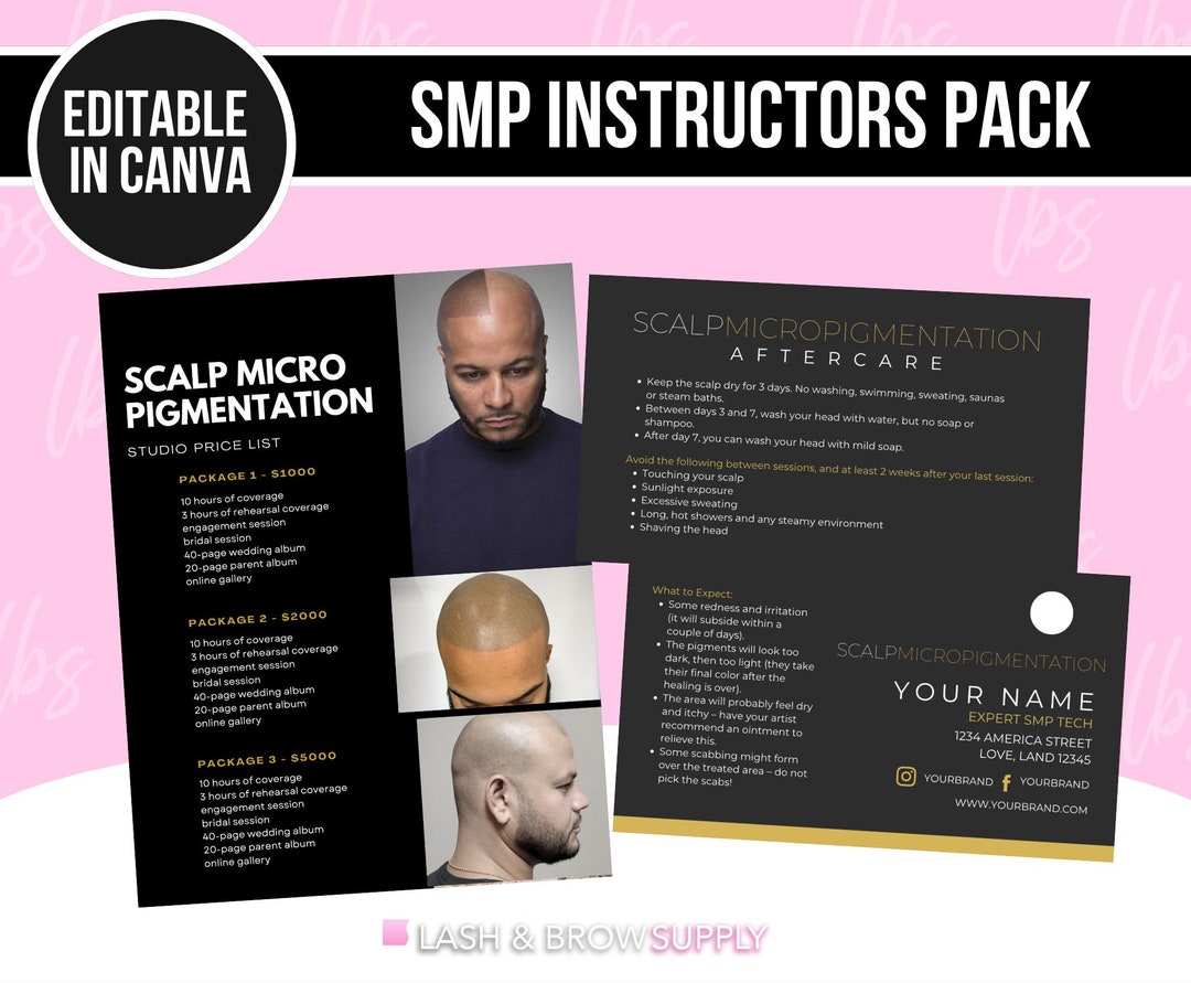 Scalp Micropigmentation Flyer, Smp Aftercare Card, PMU Tattoo, Student ...