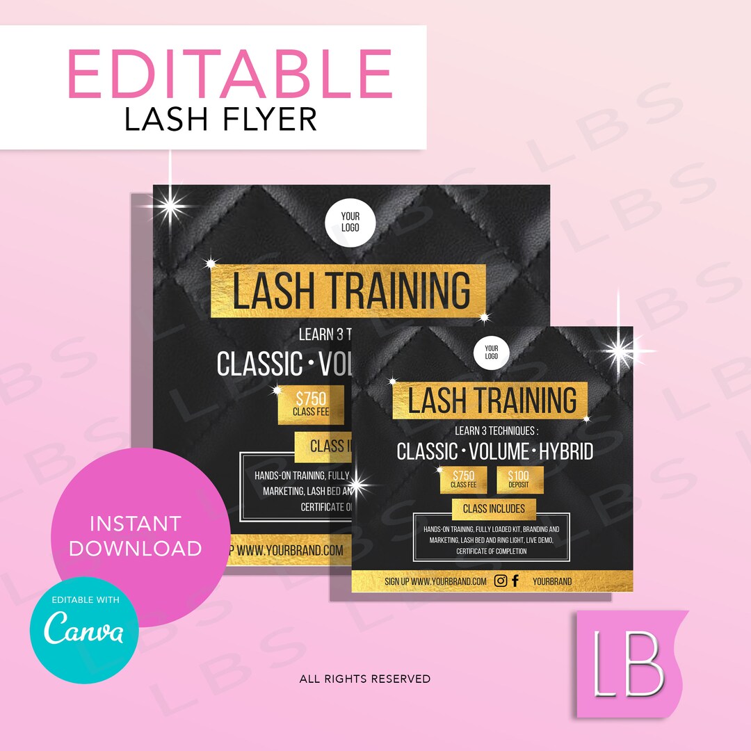 DIY Editable Eyelash Extension Class Flyer, Instant Download, Eyelash ...