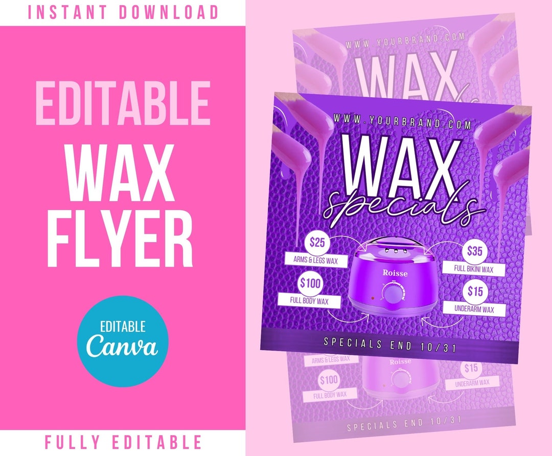 Wax Flyer, Wax Specials, Esthetician Flyer, Editable Wax Flyer, Hair ...