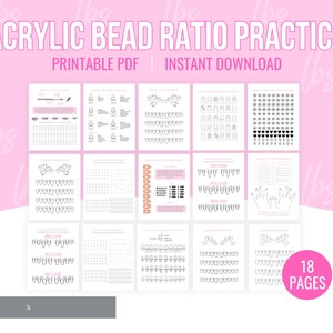 Acrylic Nail Ratio Practice Sheets, Acrylic Bead Practice, Nail ...