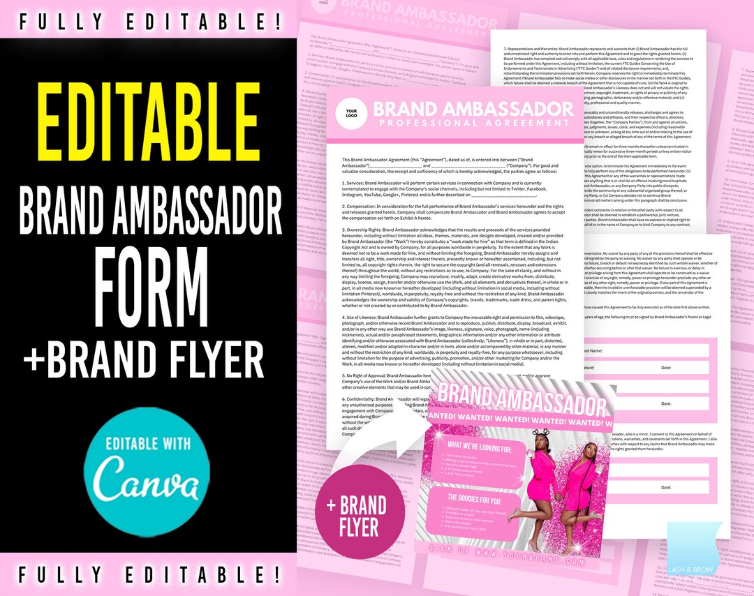 Brand Ambassador Contract, Brand Ambassador Form, Brand Ambassador ...