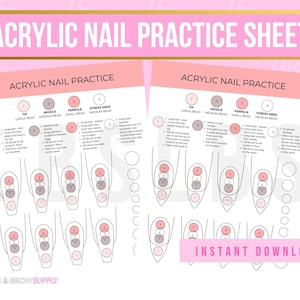 Acrylic Nail Practice Sheets, Bead Practice, Acrylic Application ...
