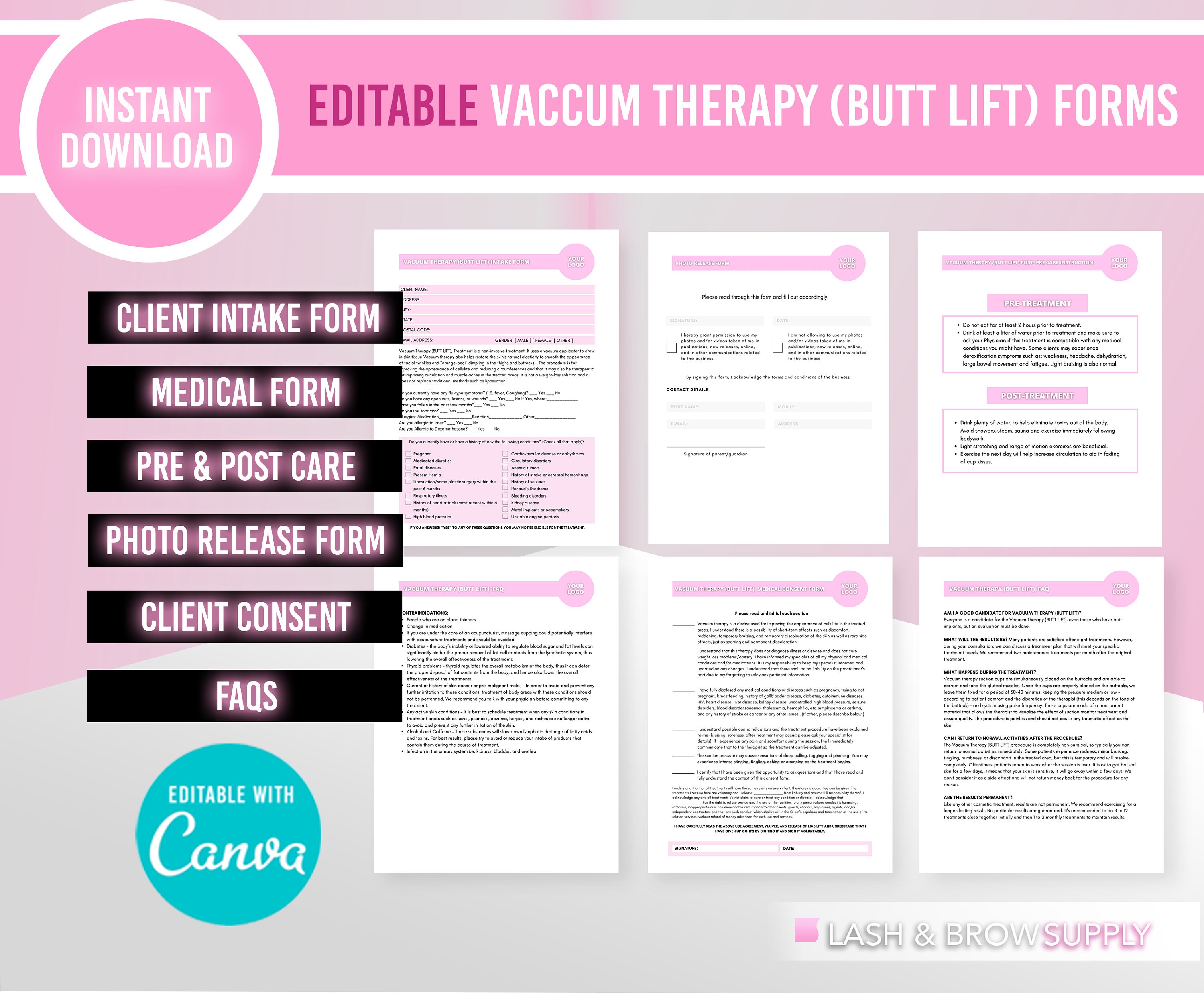 Vacuum Therapy Butt Lift Forms, Pdf, Editable Intake Body Contouring ...