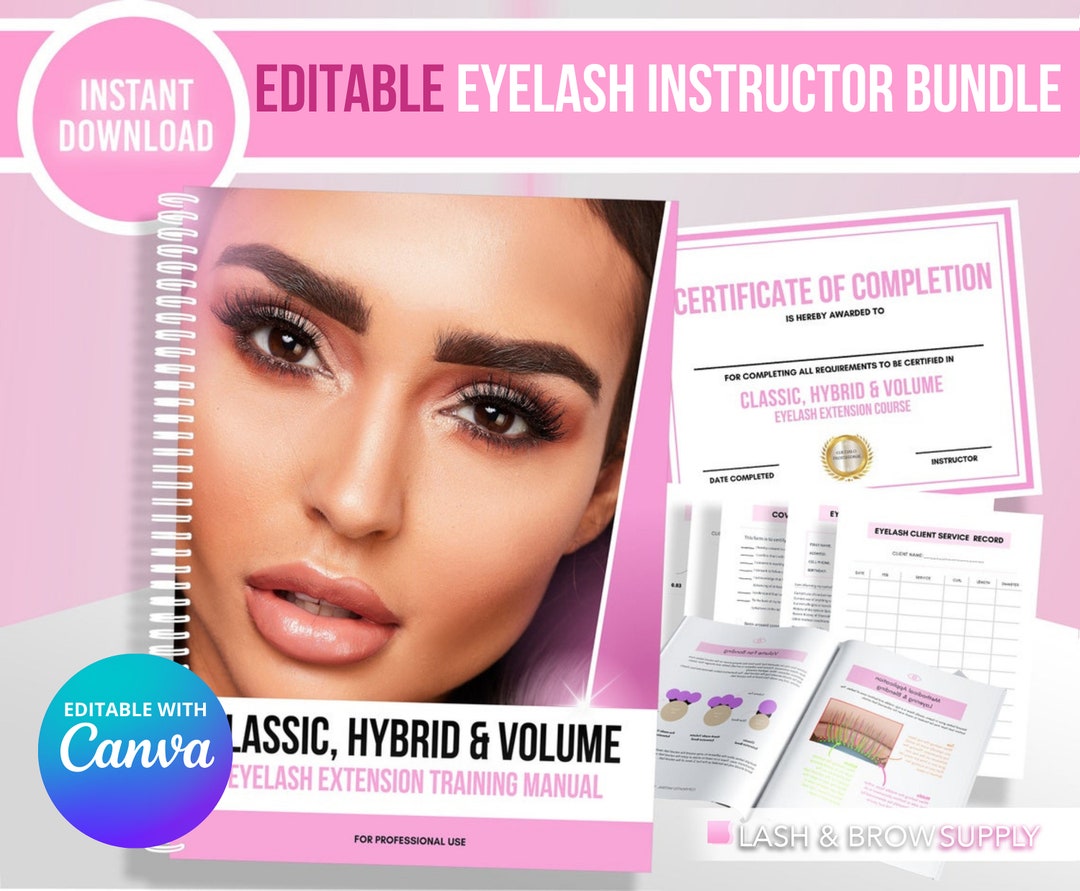 Editable Classic Eyelash Manual, Volume Eyelash Manual, Hybrid Manual ...