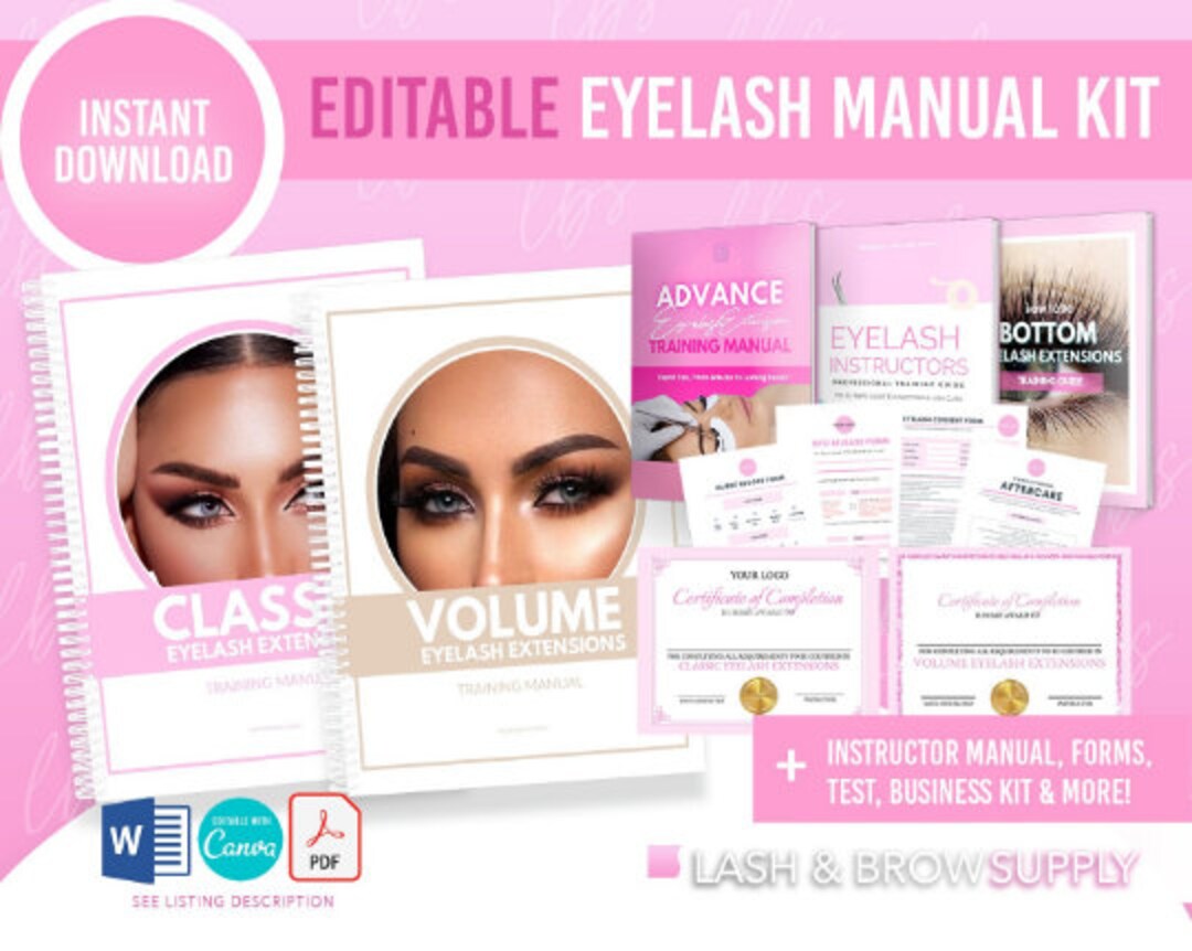 Editable Eyelash Extension Manual, Eyelash Training, Lash Class, Custom ...