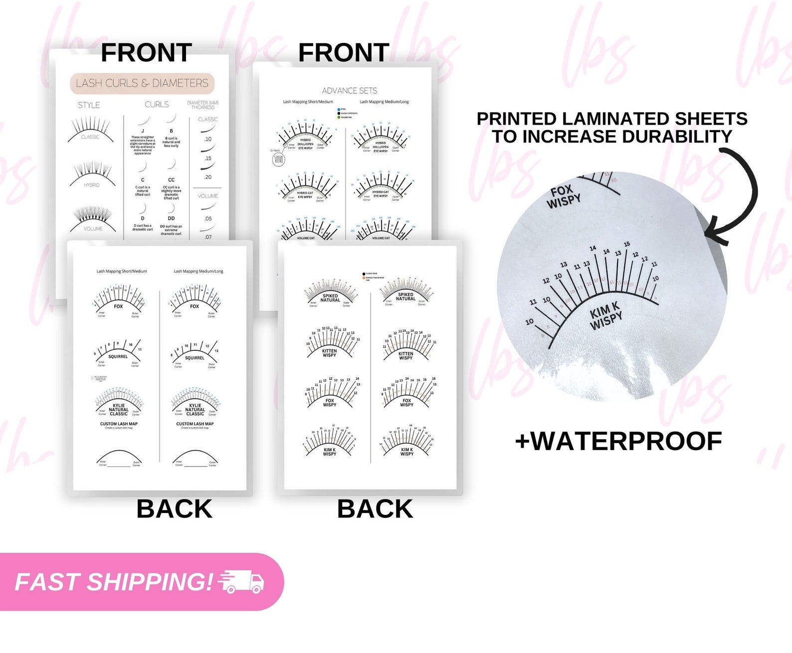 Lash Mapping Practice Charts for Lash Kit, Lash Sponges, Lash Practice ...