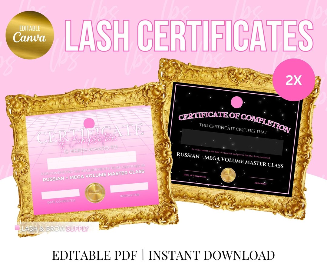 Lash Certificates, Volume Lash Training Certificates, Eyelash Extension ...