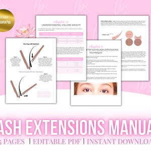 Lash Manual, Editable Training Manual Canva, Classic, Volume, Hybrid, Eyelash Extensions ...