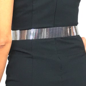 Silver Elastic Skinny Belt: Minimalist Women's Waist Belt - Etsy