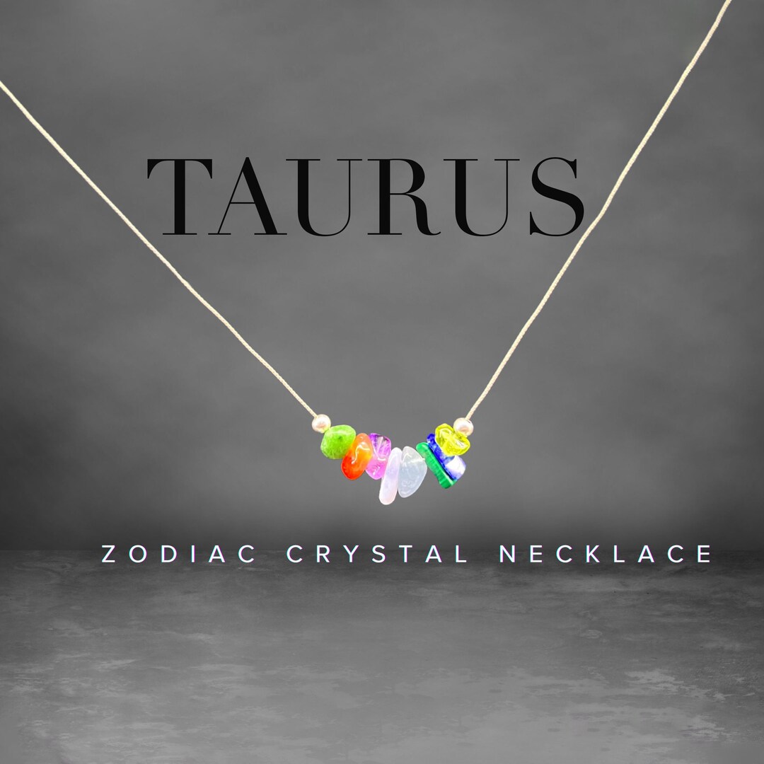 Taurus Necklace Raw Crystals Zodiac Sign Gift, Astrology Choker Crystal ...