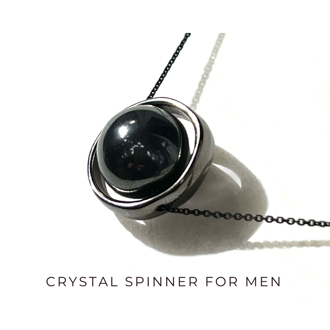 Fidget Necklace for Men, Spinner Necklace for Men, Raw Crystal Necklace ...