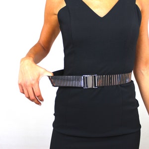 Silver Elastic Skinny Belt: Minimalist Women's Waist Belt - Etsy