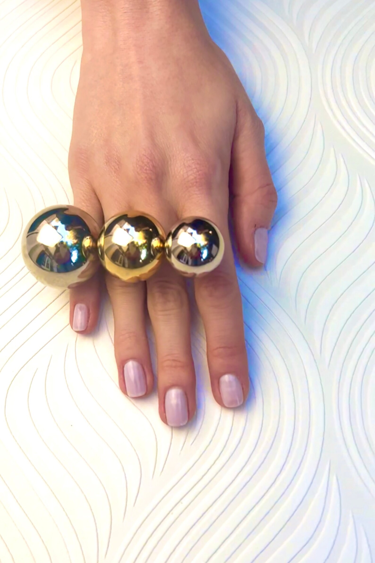 Mixed Metal Statement Ring, Silver and Gold Ring, Extra Large Statement ...
