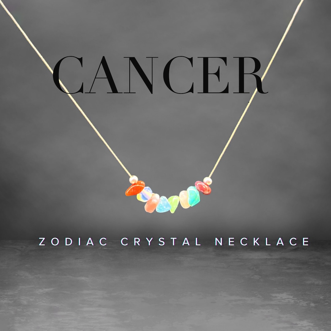 Cancer Zodiac Sign Necklace Raw Crystals Zodiac Sign Astrology Choker ...