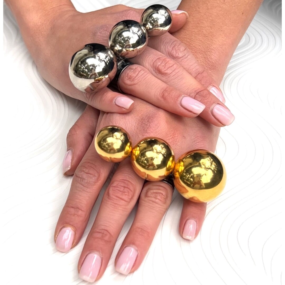 Triple Ball Ring, Sphere Ring, Bubble Ring, Dome Ring, Globe Ring ...