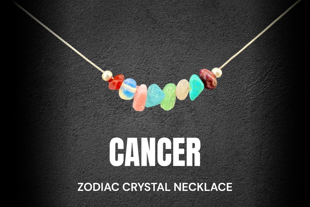 Cancer Zodiac Sign Necklace Raw Crystals Zodiac Sign Astrology - Etsy