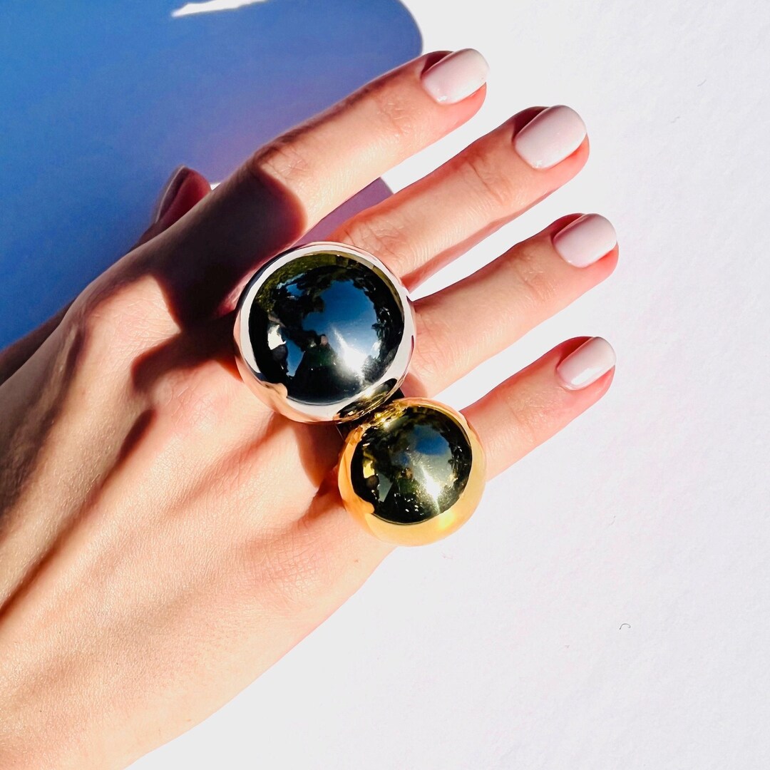 Mixed Metal Supersized Statement Ring, Silver and Gold Extra Large Ring ...
