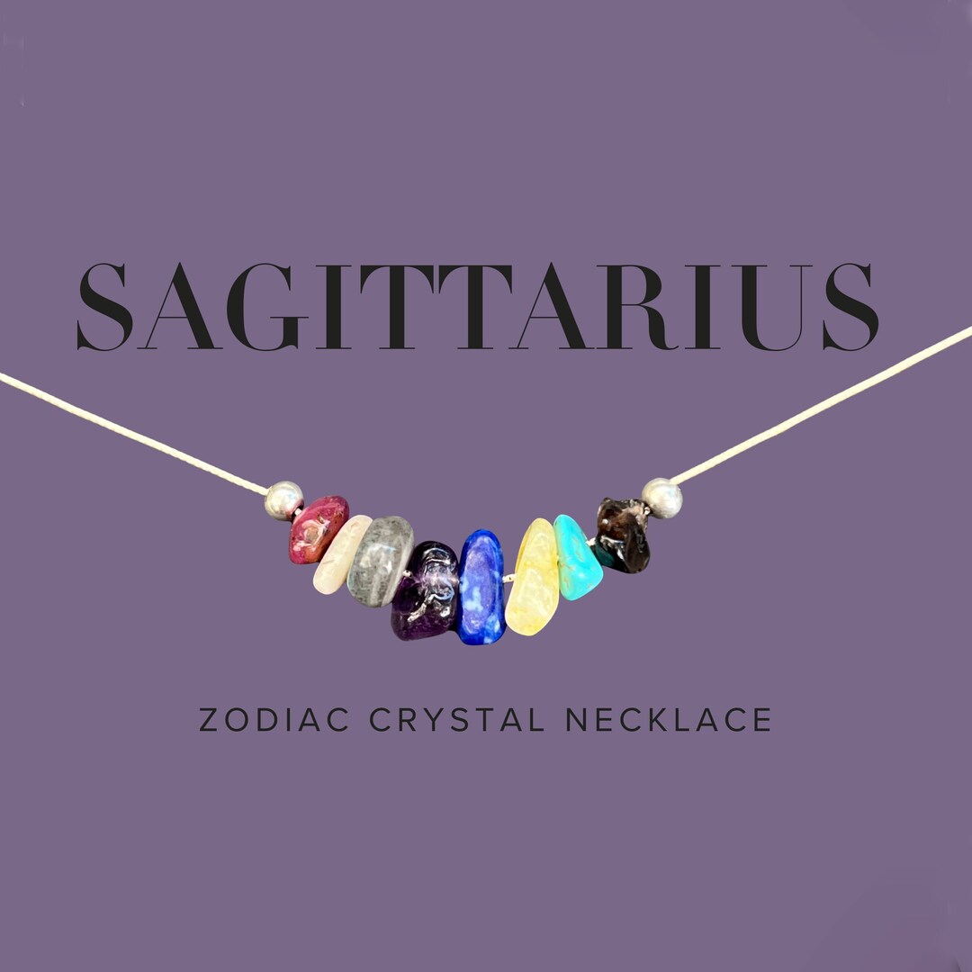Sagittarius Necklace Raw Crystals Zodiac Sign Astrology Choker Crystal ...