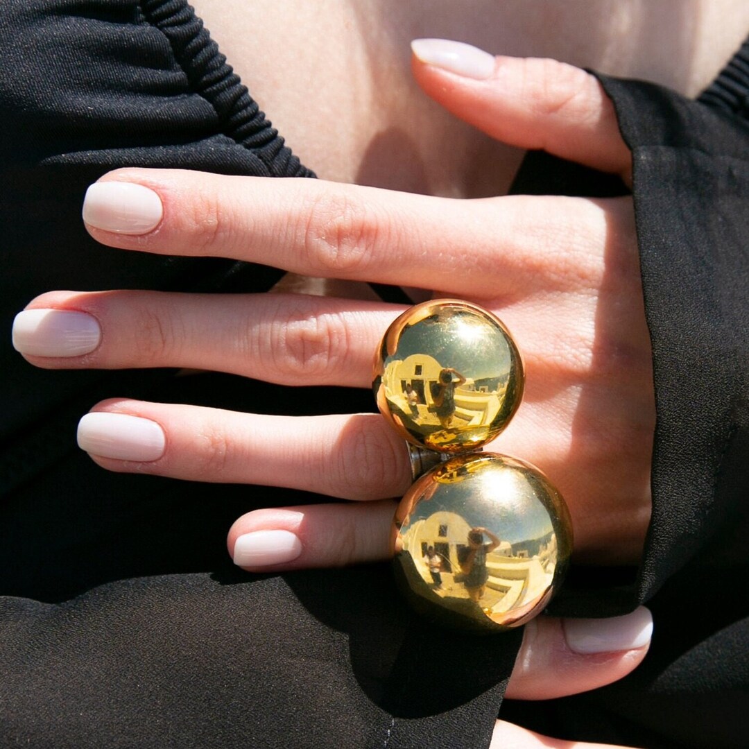 Extra Large Gold Ring, Dome Ring, Ball Ring. XL Gold Ring, Oversized ...