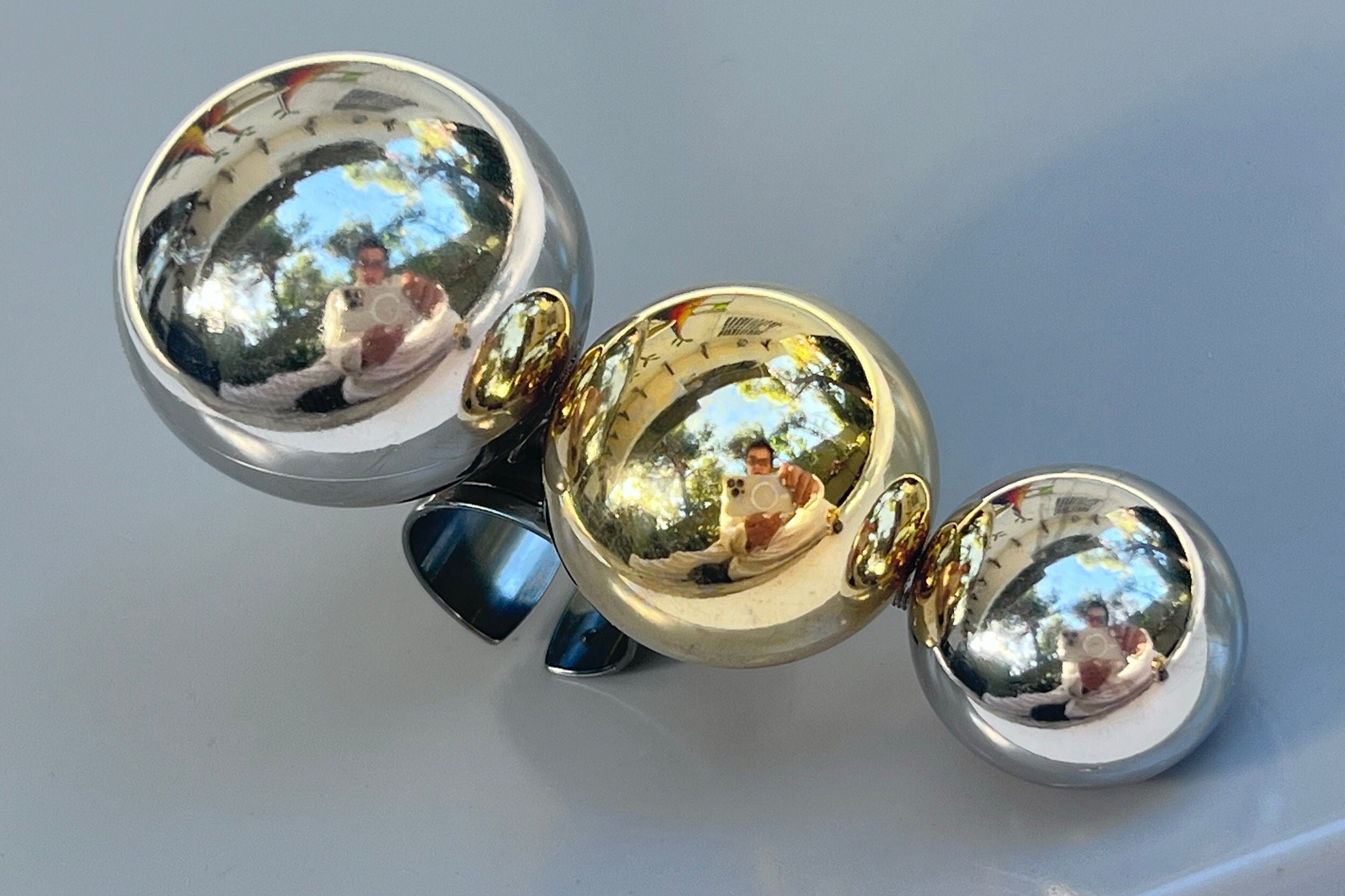 Mixed Metal Statement Ring, Silver and Gold Ring, Extra Large Statement ...