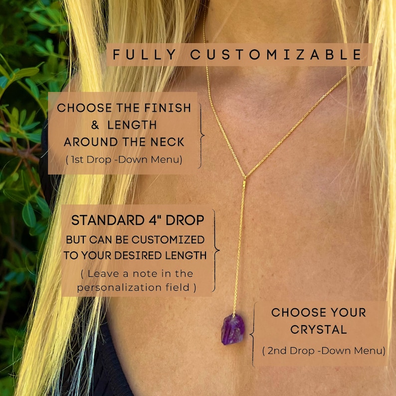 Crystal Drop Necklace, Custom Crystal Drop Necklace, Lariat Necklace ...