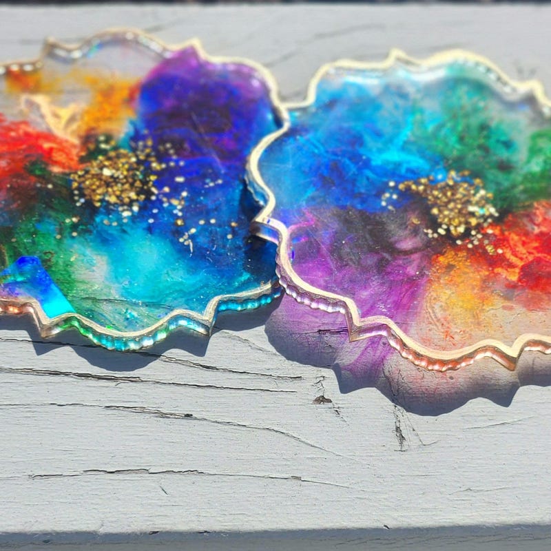 Resin Rainbow Coaster Set - Etsy
