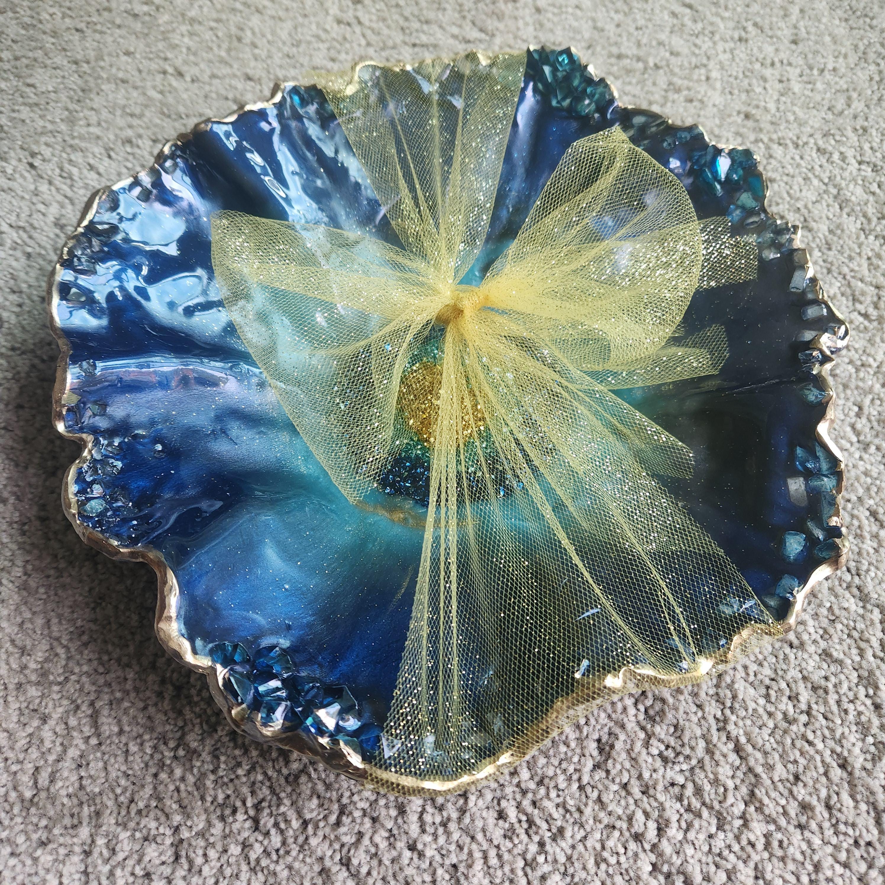 Resin Teal Bowl, Handmade Home Decor Table Centerpiece - Etsy