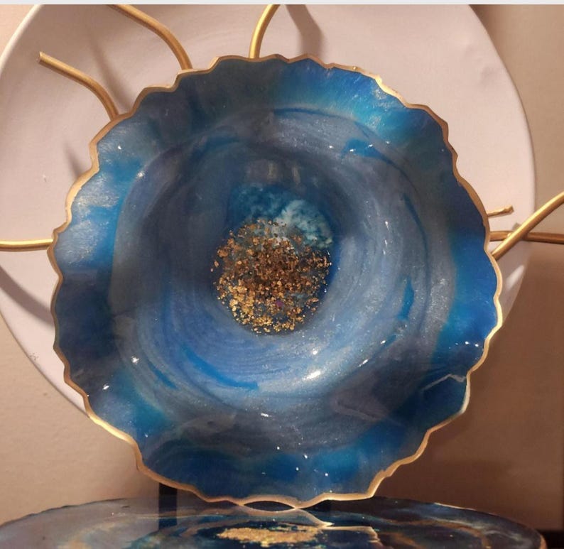 Wavy Blue Resin Bowl,wall Hanging Plate, Ocean Wave Resin Wall Decor ...