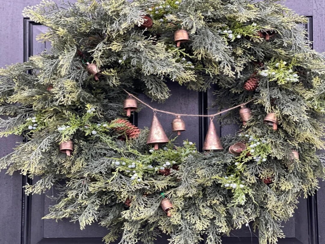 Rustic Cone & Round Tin Bells for Christmas Garland Wreath and Door - Etsy