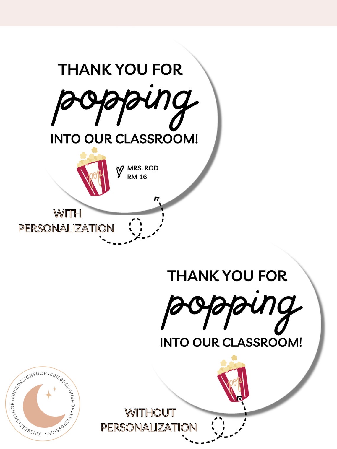 Thank You for Popping Into Our Classroom Sticker, Sticker Sheet, First ...