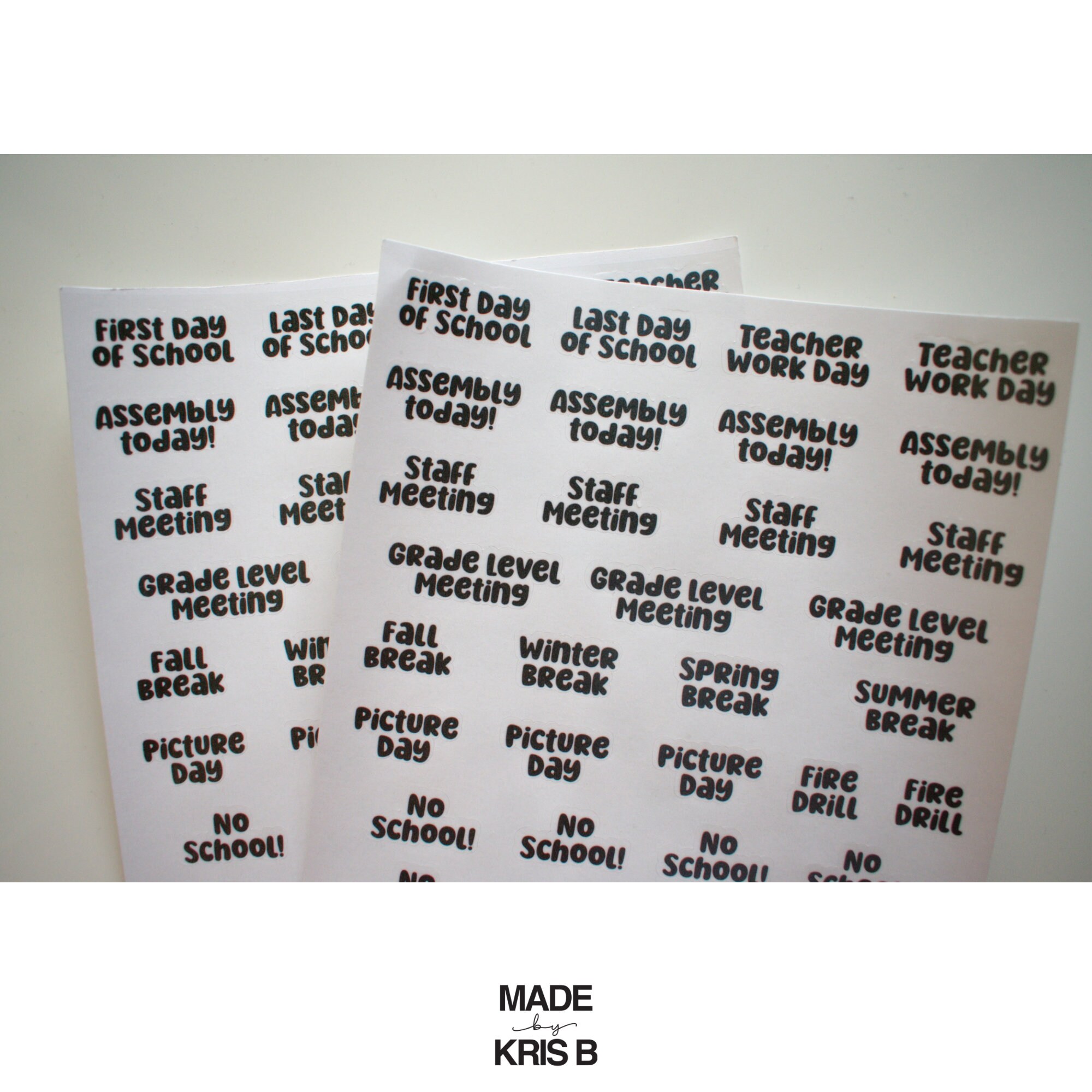 Teacher Sticker Sheet, First Day of School, Sticker Pack, School ...